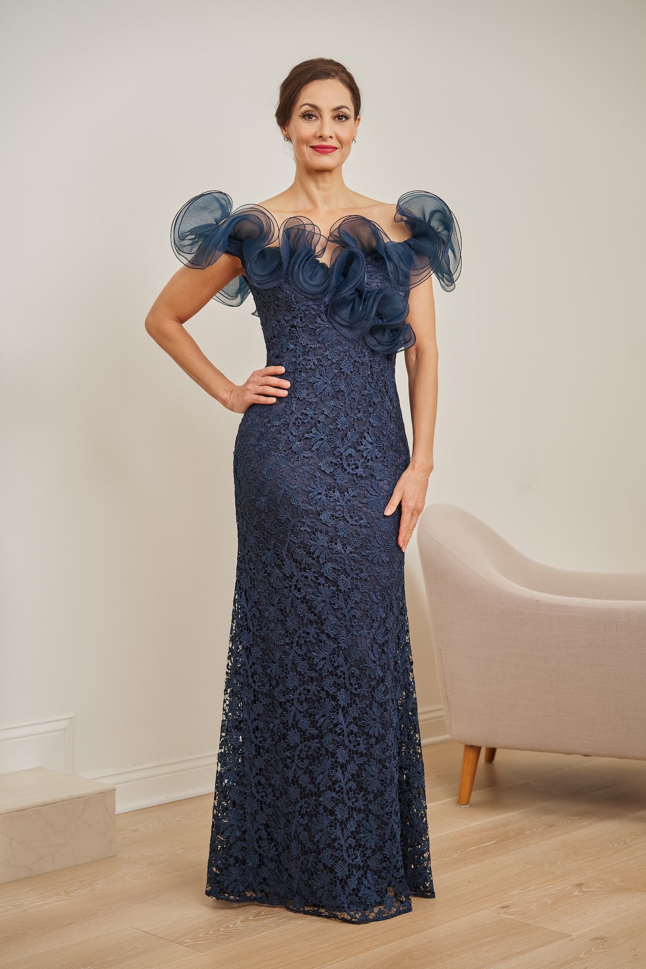 Statement Neckline Mother of the Bride Dress