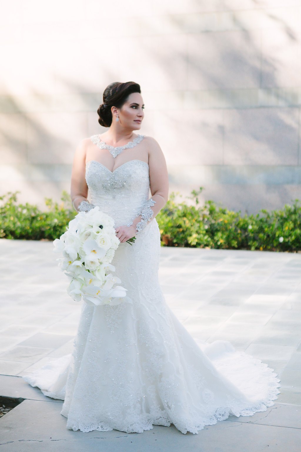 Bride with Glamorous Dress and Bouquet