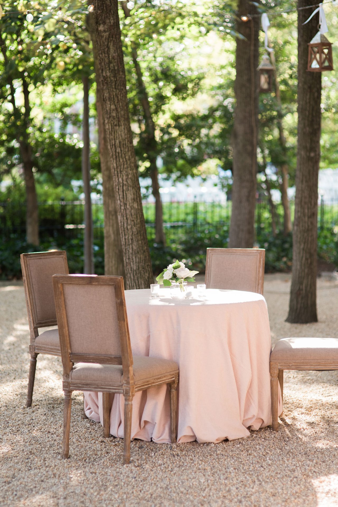 Cocktail Hour Table in Forest Setting