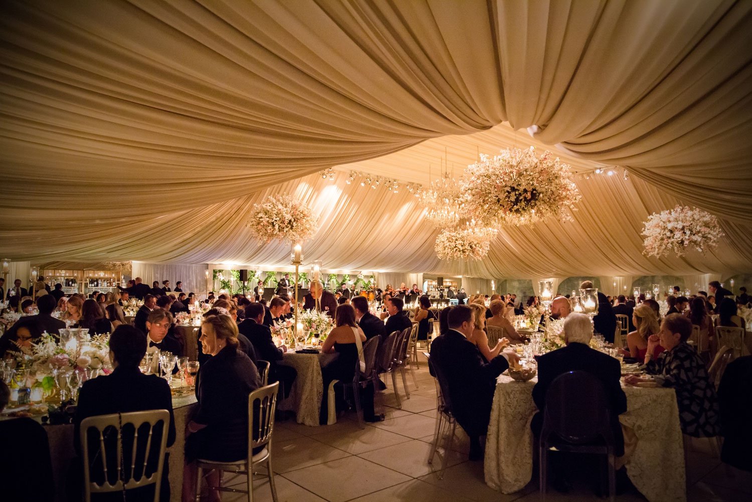 Guests Seated in Dramatic Reception Space