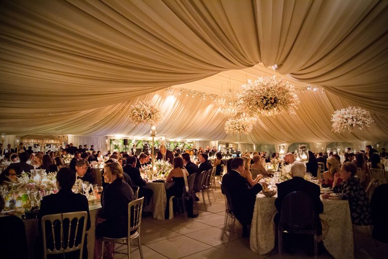 Guests Seated in Dramatic Reception Space