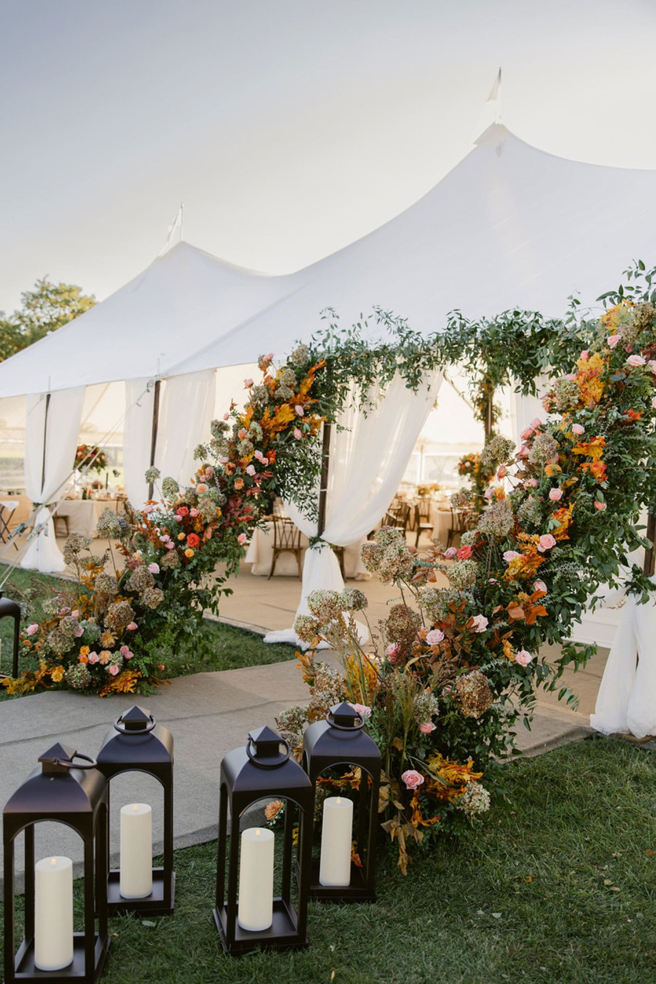 Fall Floral Entrance to Tent - Floral V Designs