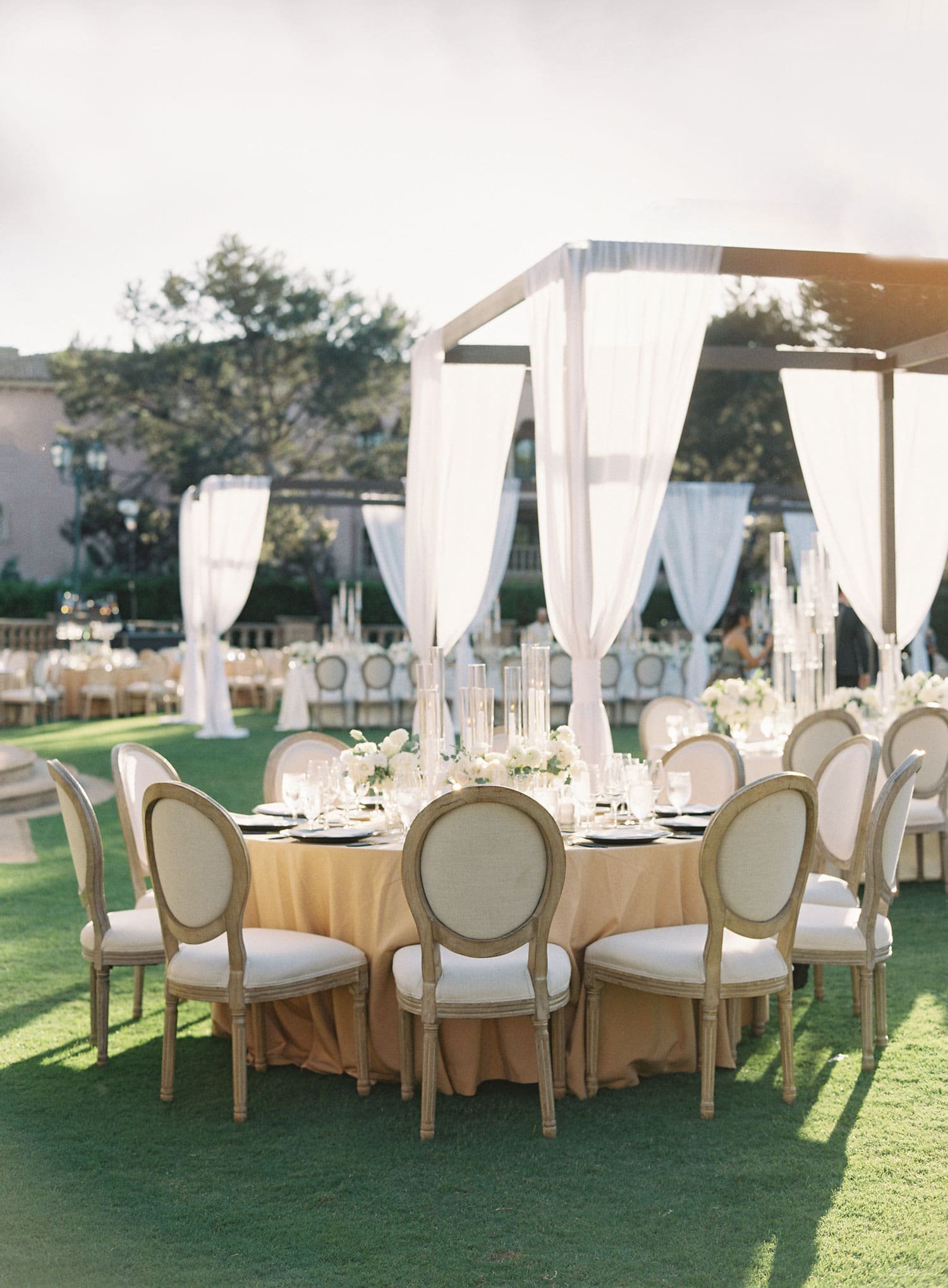 Neutral Outdoor Wedding Reception in Del Mar