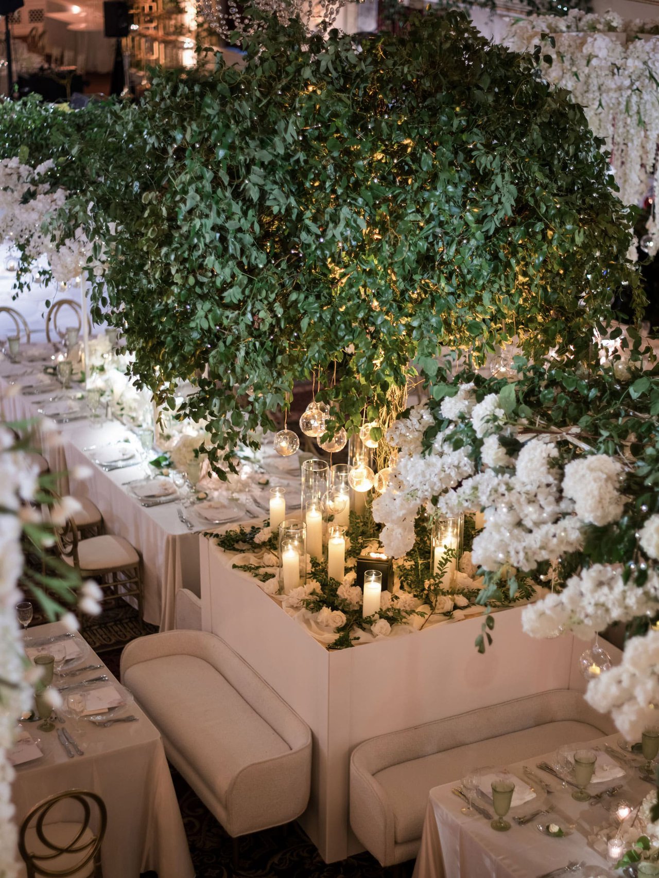 Aerial View of Wedding Bench Seating