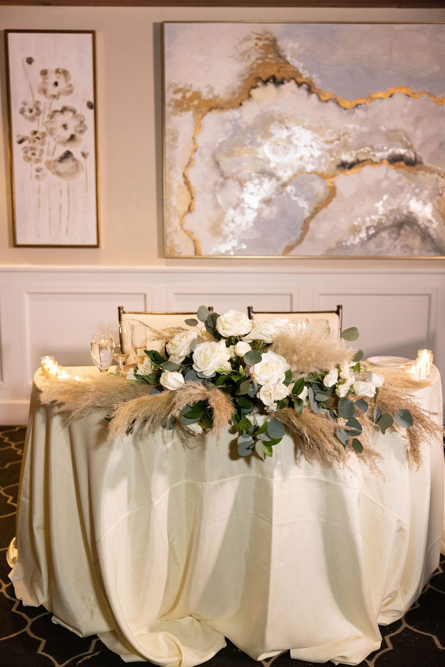 Pampas Grass Sweetheart Table Centerpiece