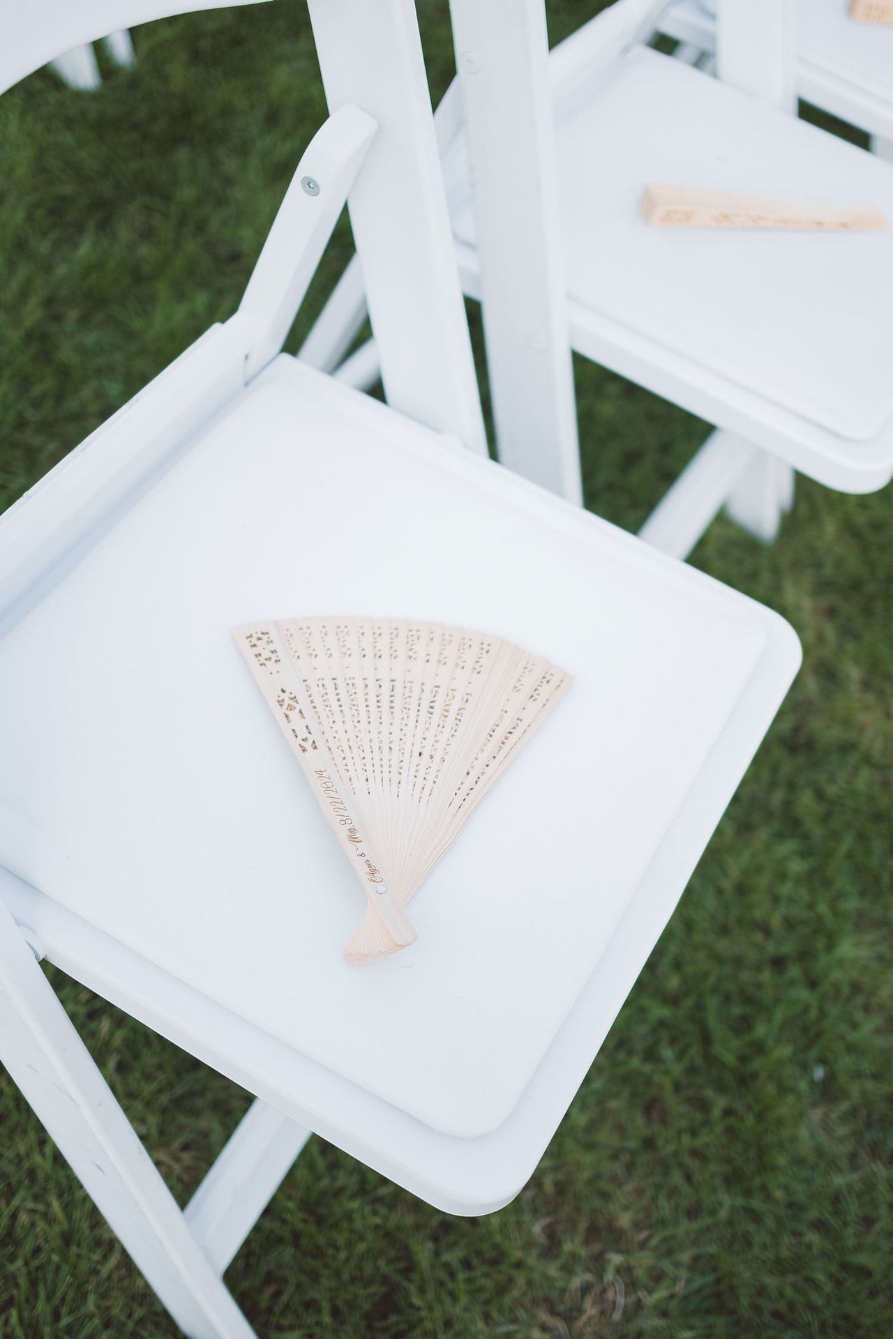 Personalized Fan at Wedding Ceremony Seat
