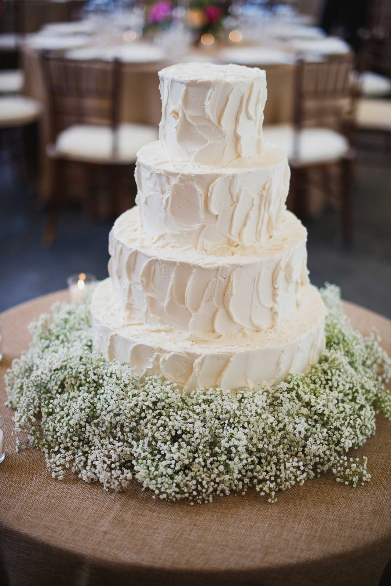 White Cake with Baby's Breath Base