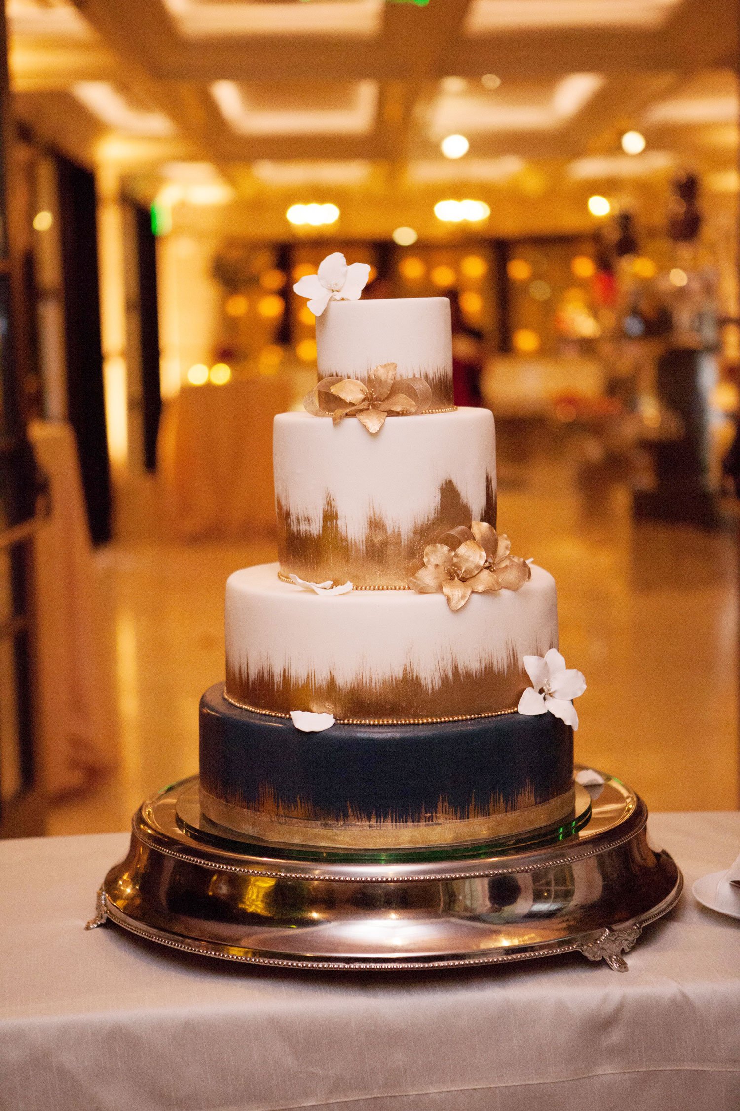 Gold Brushstroke Four-Layer Cake