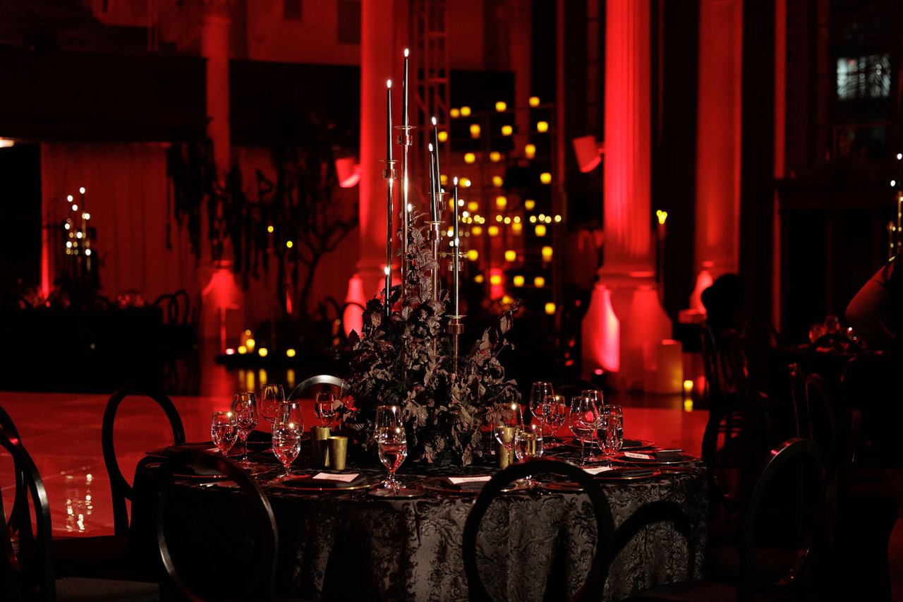 Spooky Black Wedding Reception Table