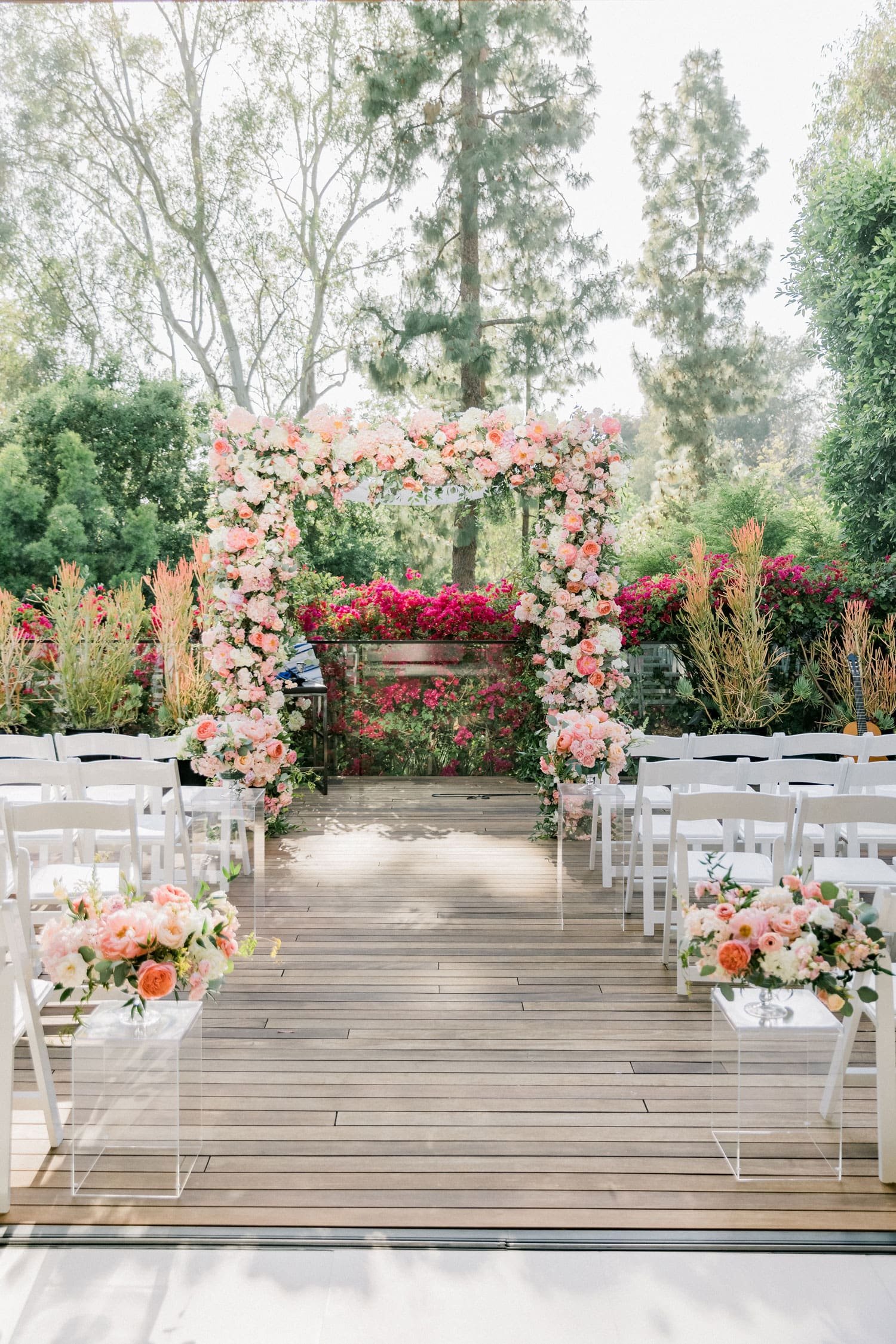Outdoor Wedding with a Tropical Garden Design in Beverly Hills