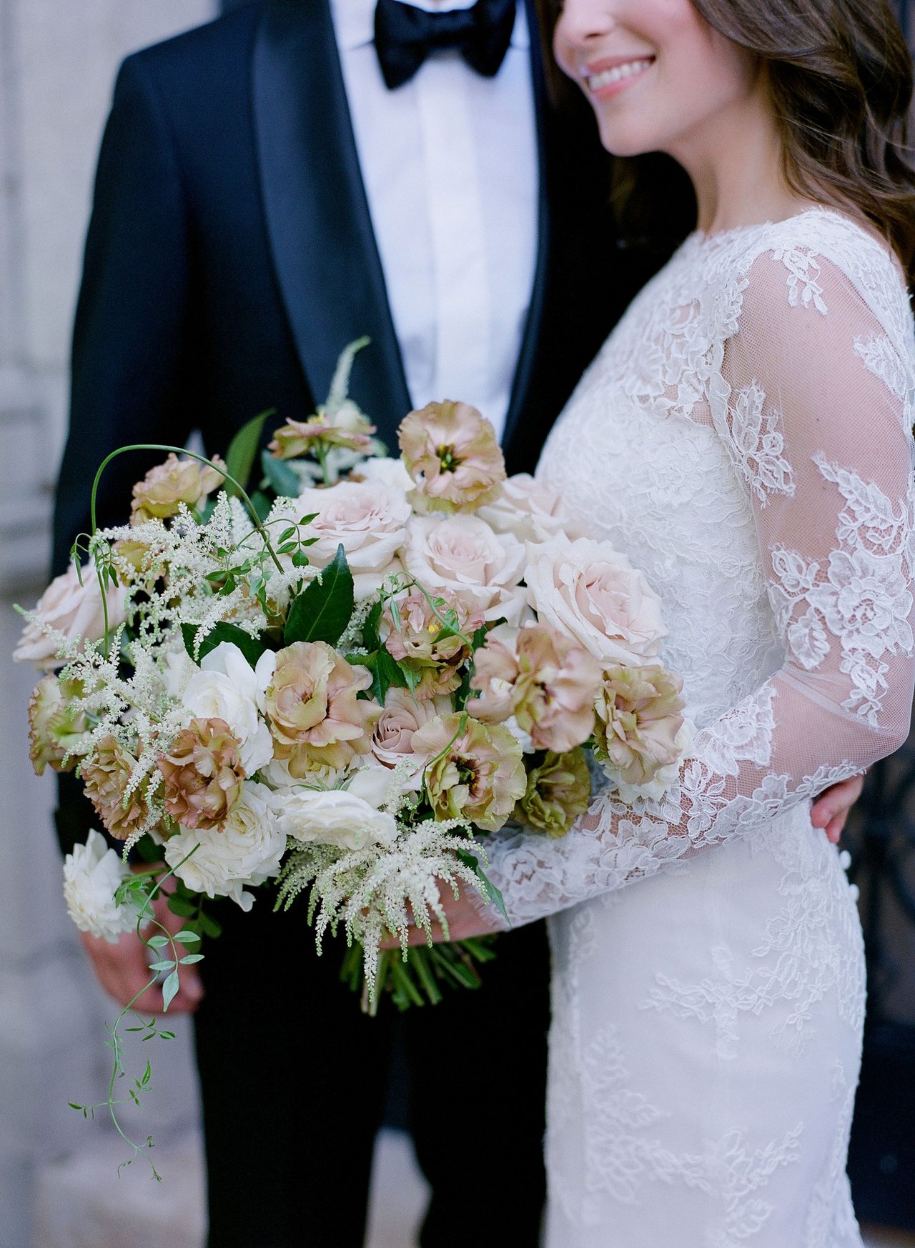 Bride & Groom with Wedding Bouquet