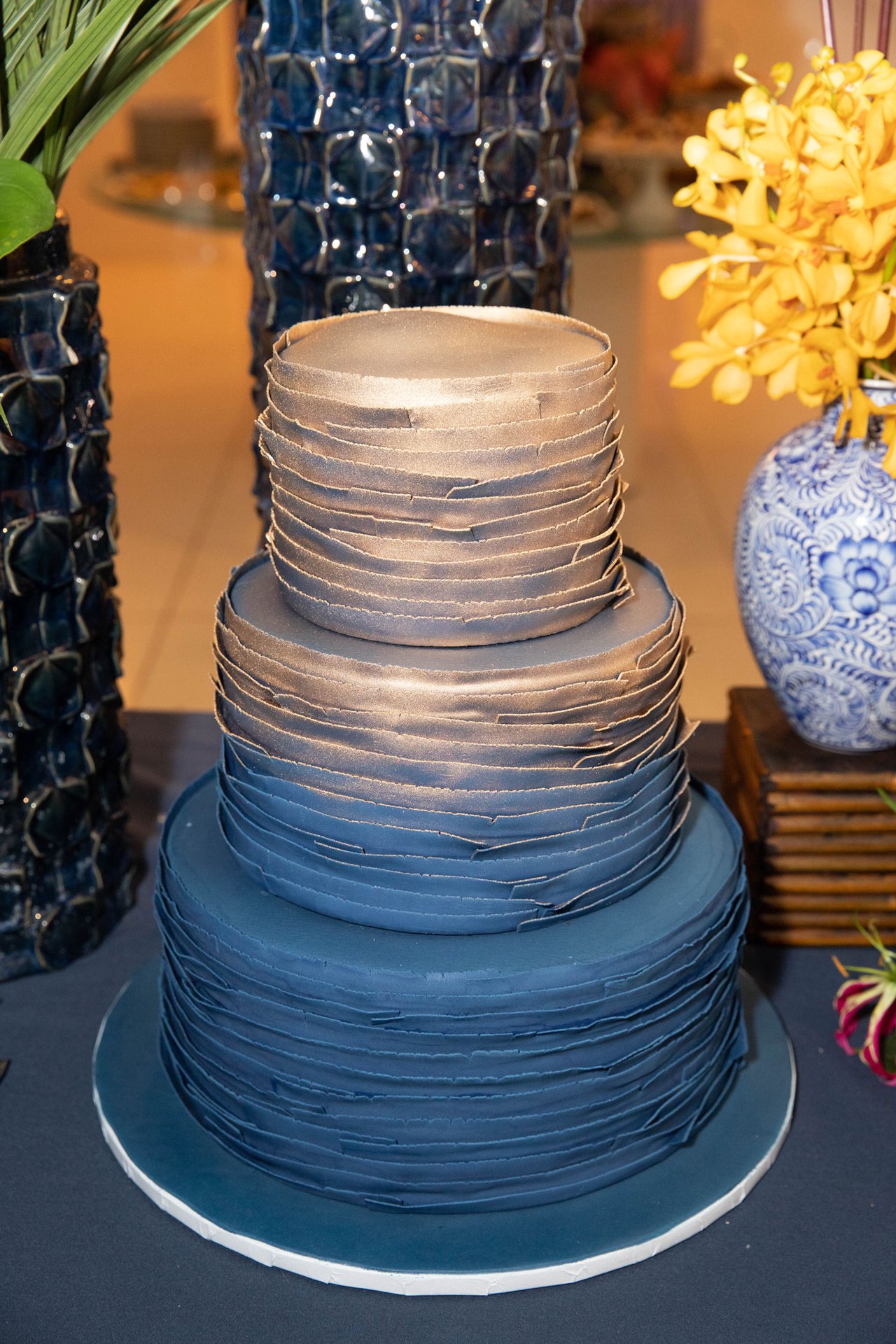 Ombré Blue & Gold Cake