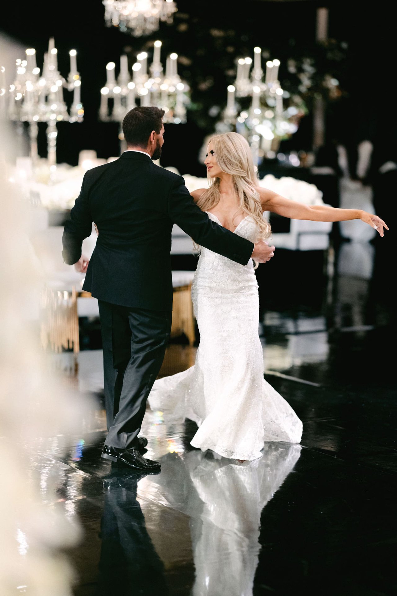 First Dance on Black Dance Floor