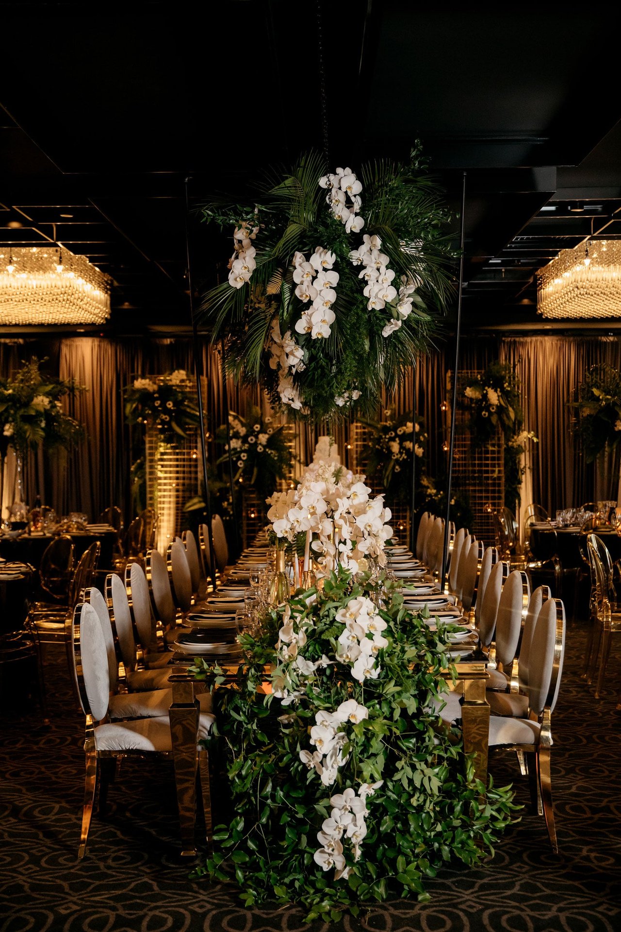 Head Table with Overhead Flowers