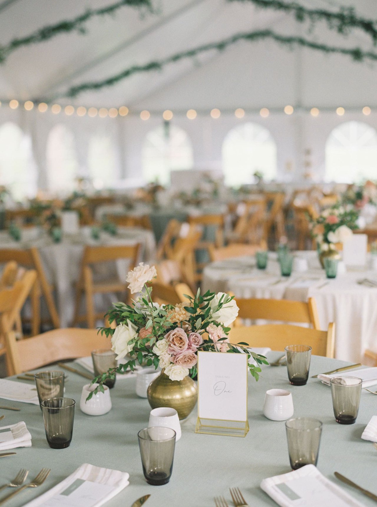 Sage Green Linen & Low Centerpiece