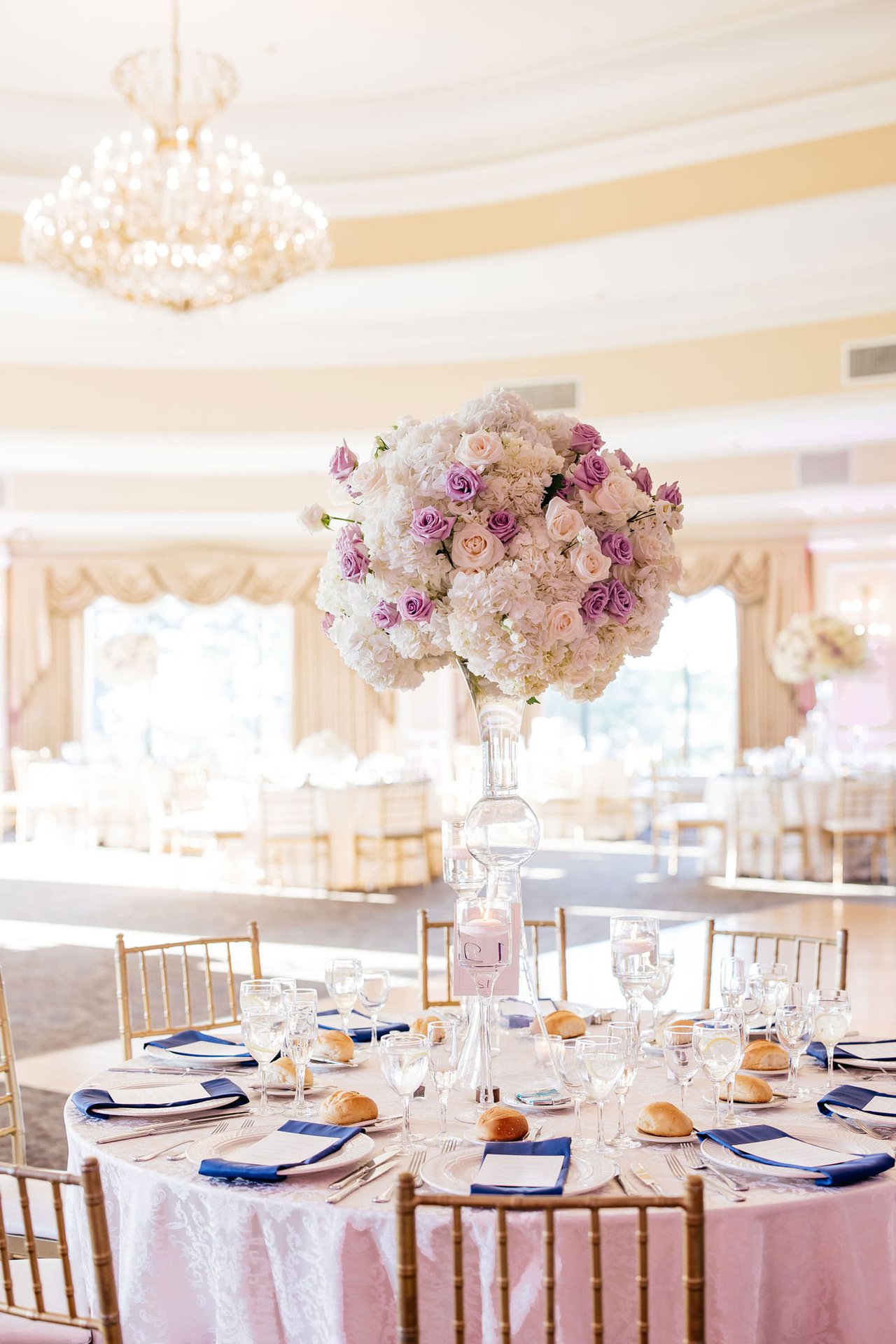 White, Lavender & Blue Wedding Reception