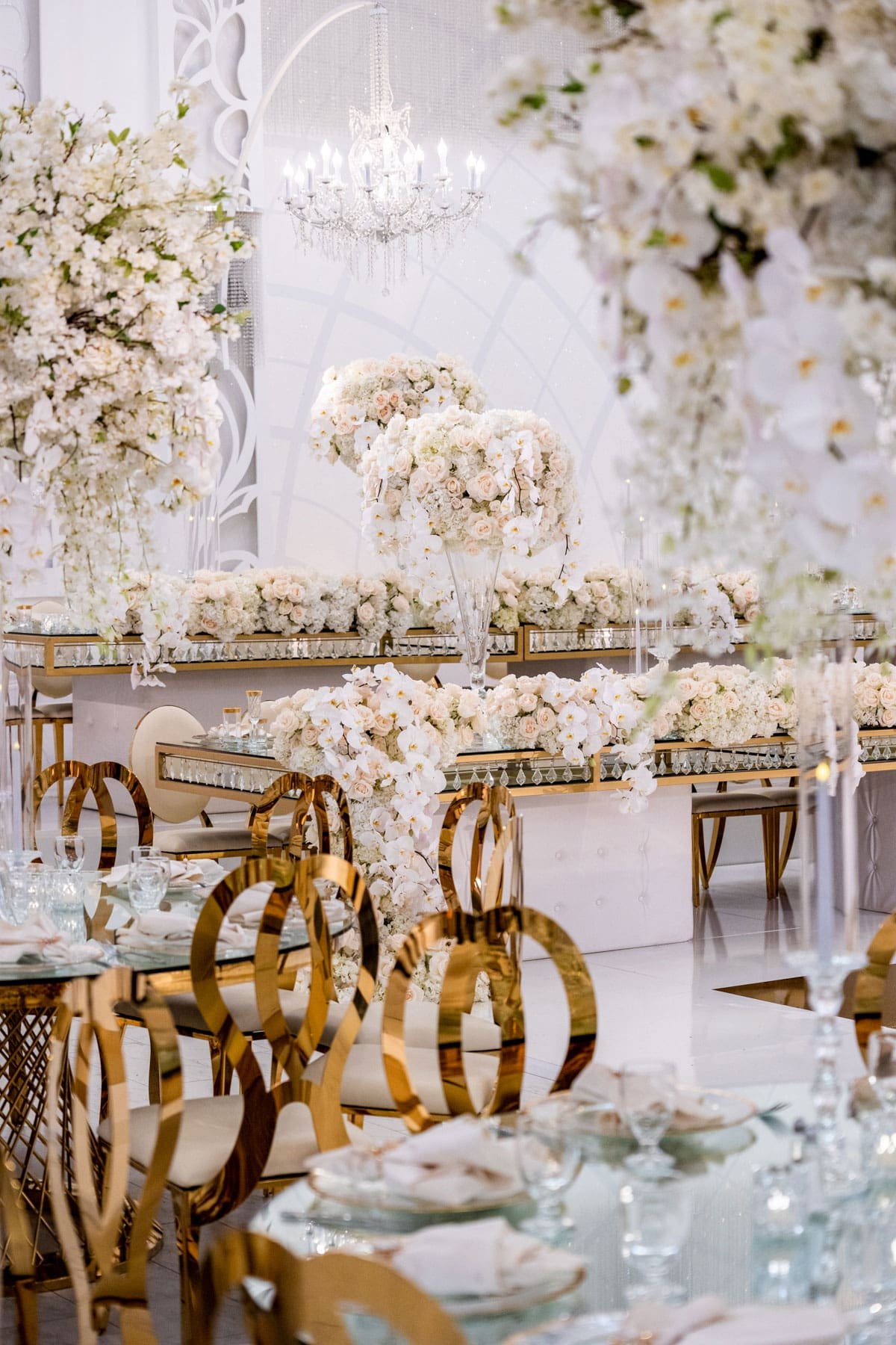 White, Cream & Gold Wedding Reception