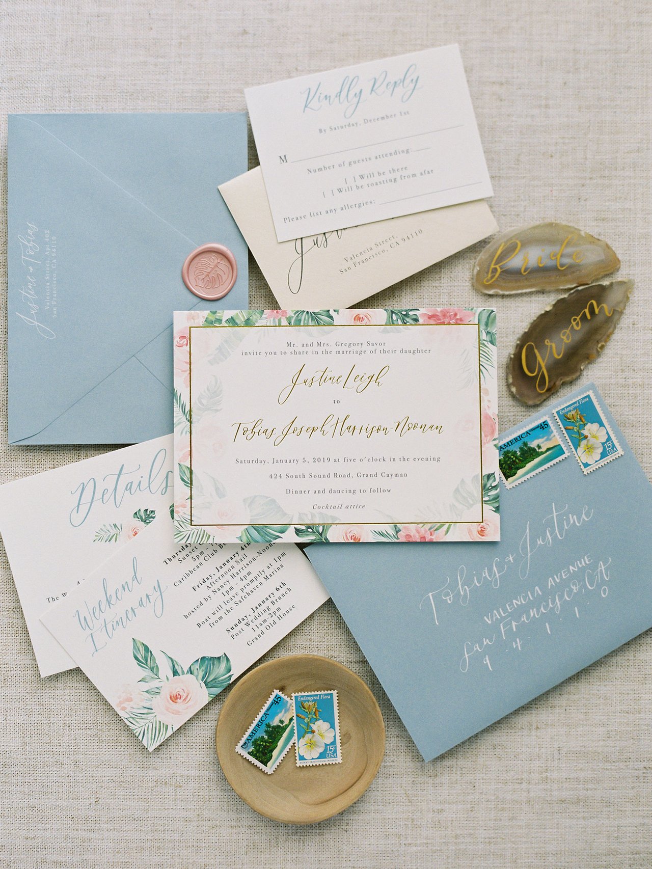 Tropical Destination Wedding Invitation Suite