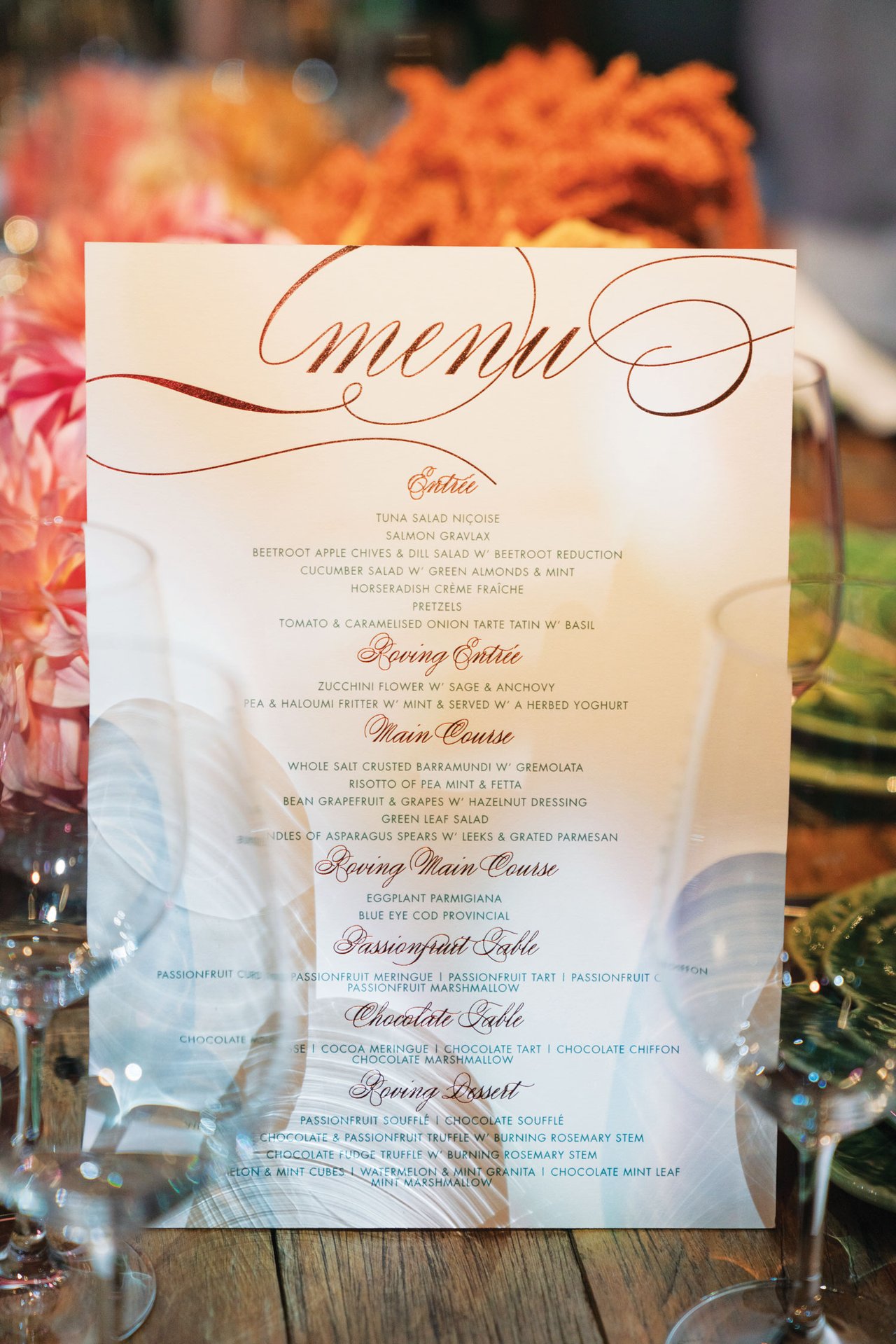 Rose Gold & Green Menu Design