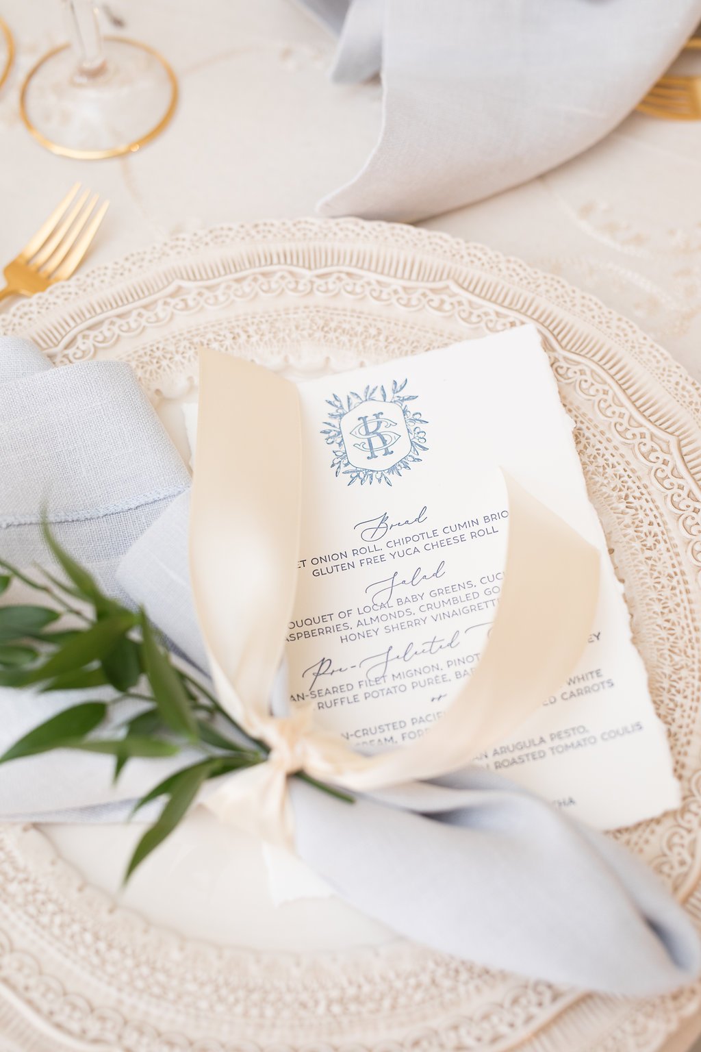 Elegant Blue & Grey Menu Card