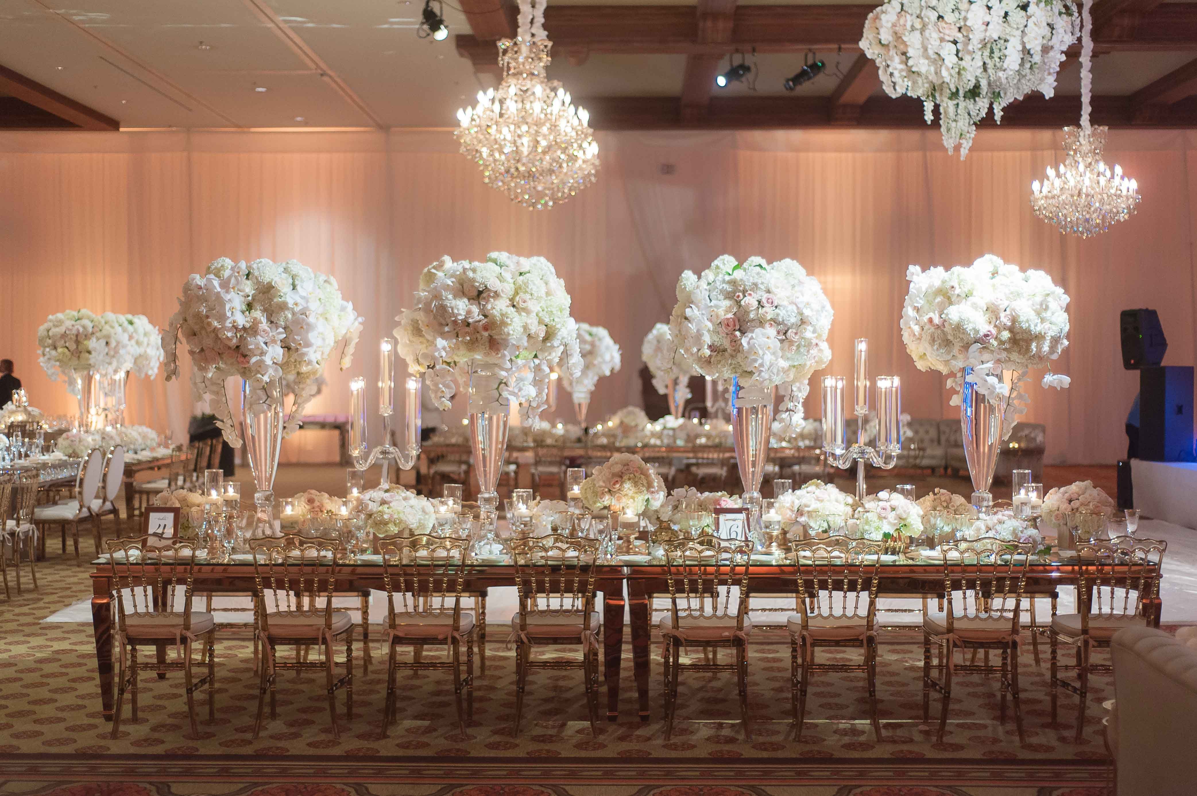 Long Reception Table with Amber Chairs