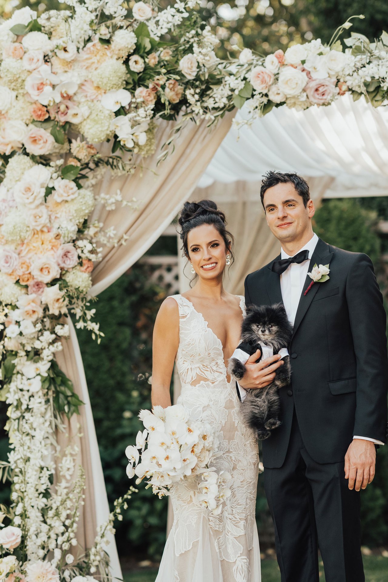 Bride & Groom with Pomeranian