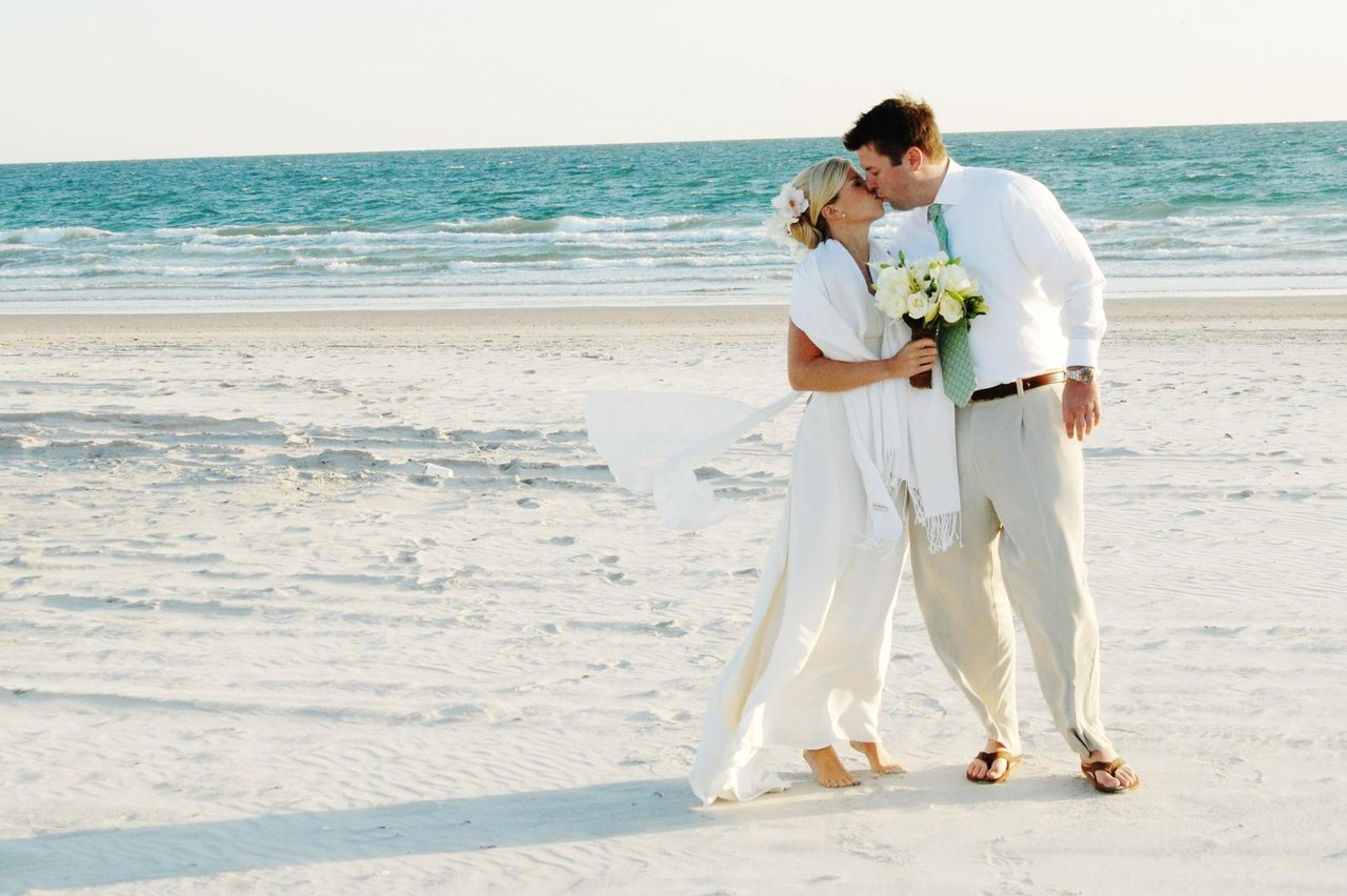 Casual Beach Wedding Couple