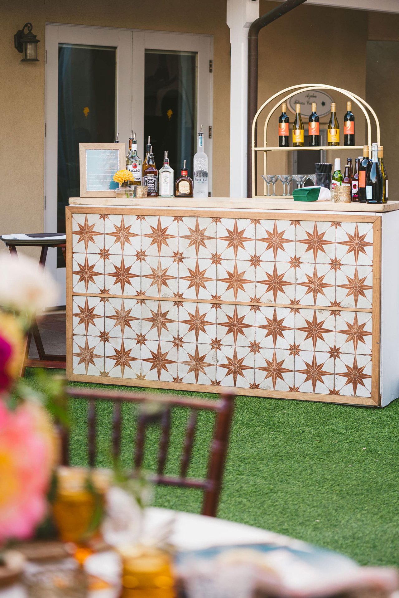 Spanish Tile Bar at Outdoor Wedding