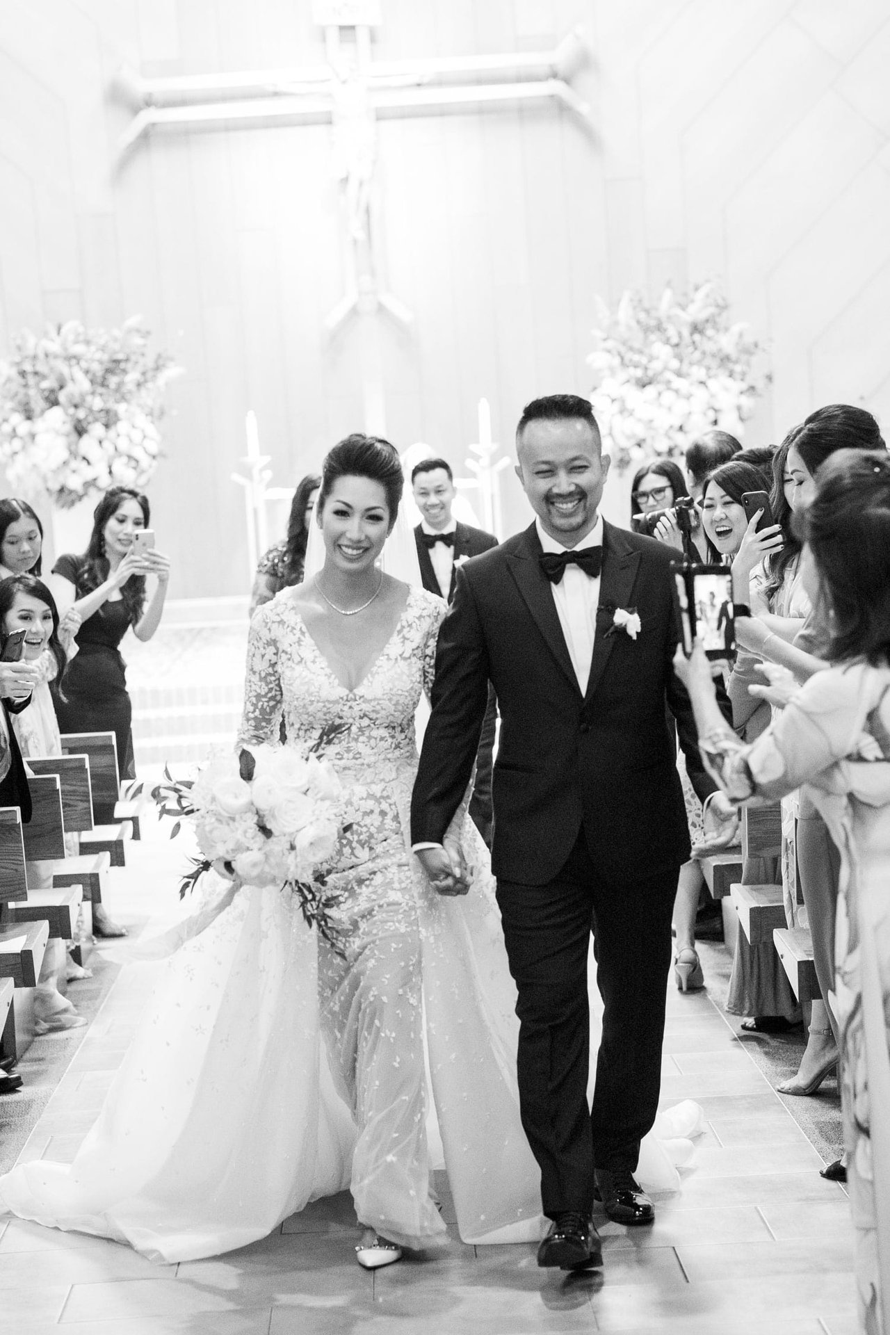 Couple's Recessional After Catholic Ceremony