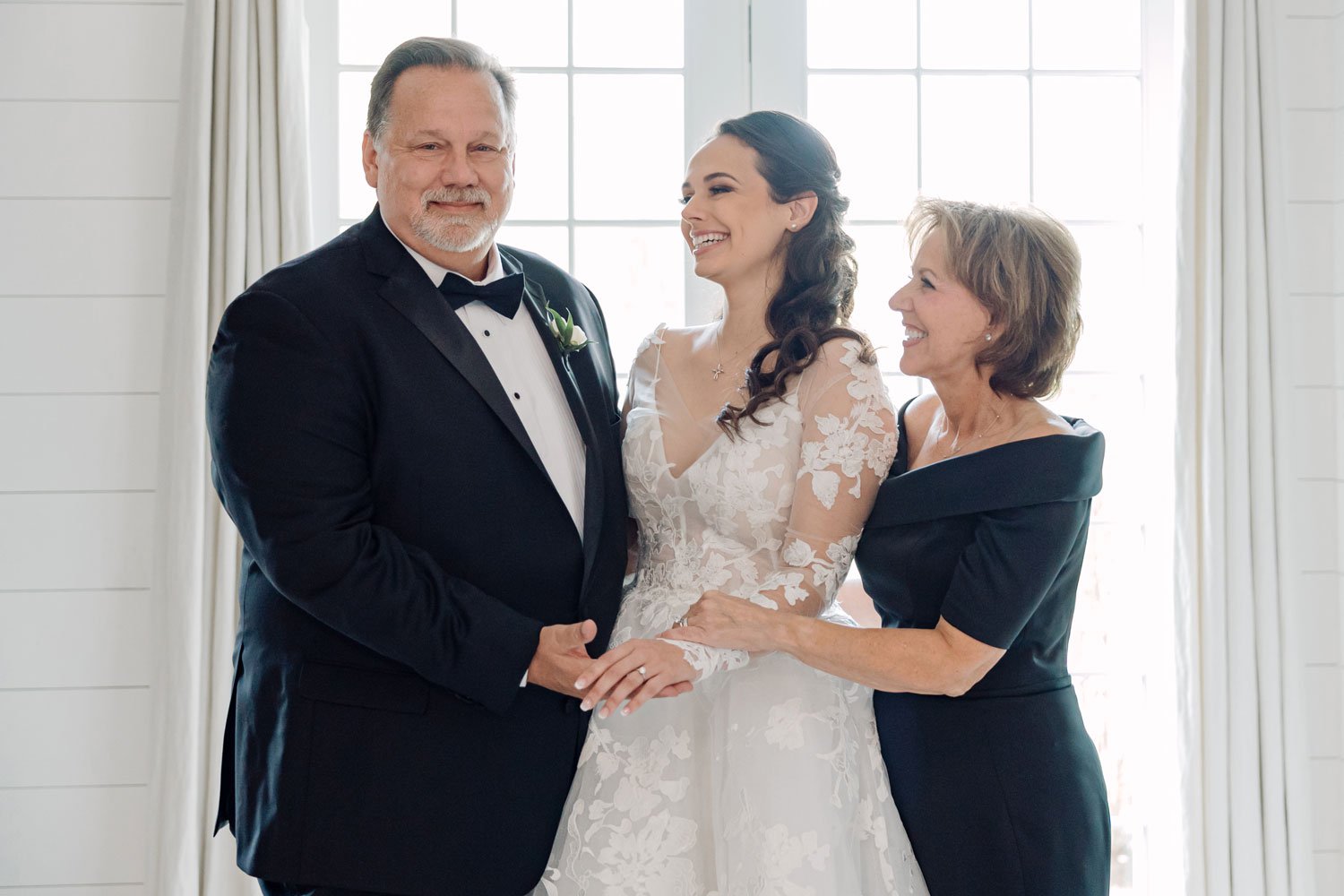 Bride with Mother & Father Before Ceremony