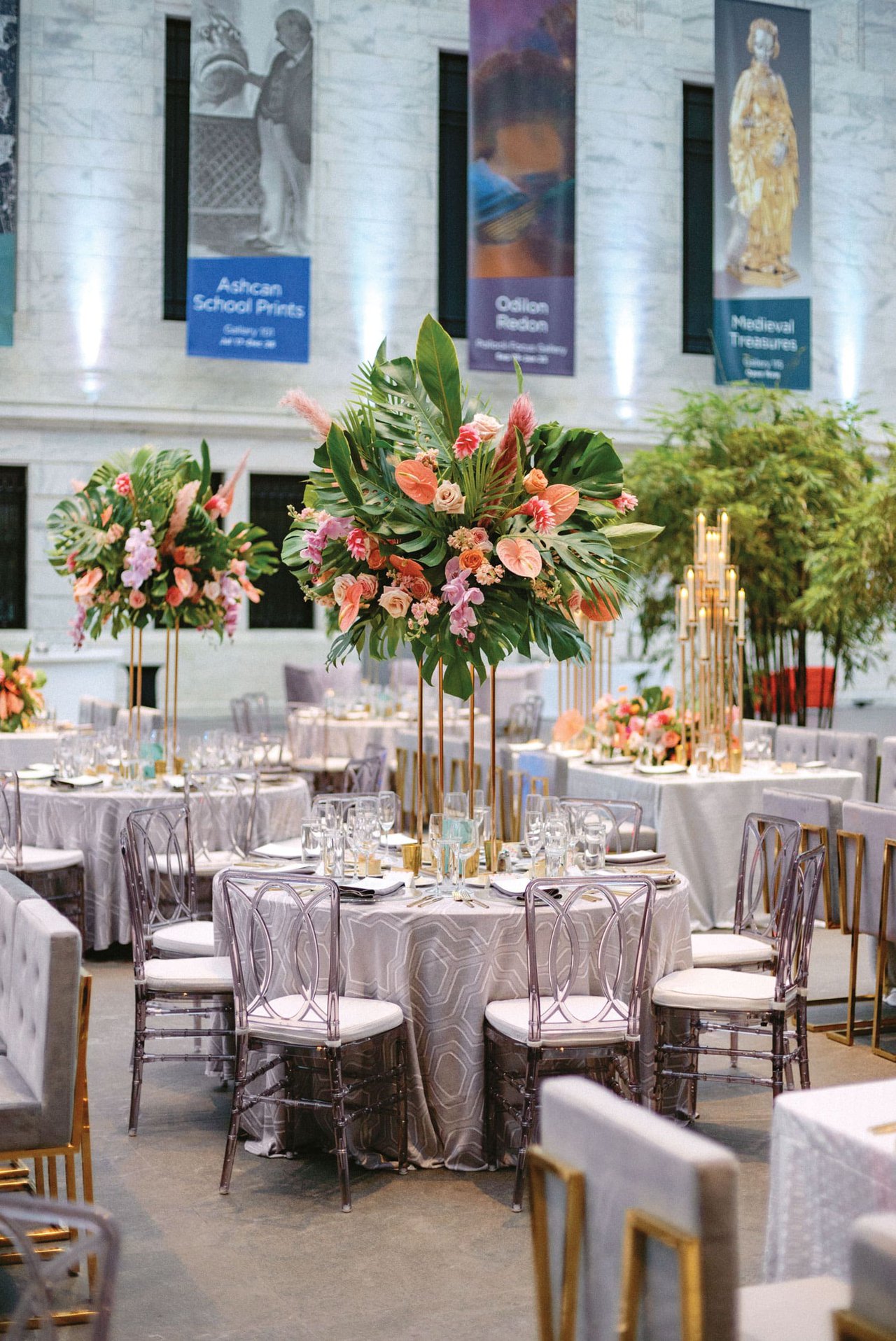 Tall Tropical Centerpiece on Gold Stand