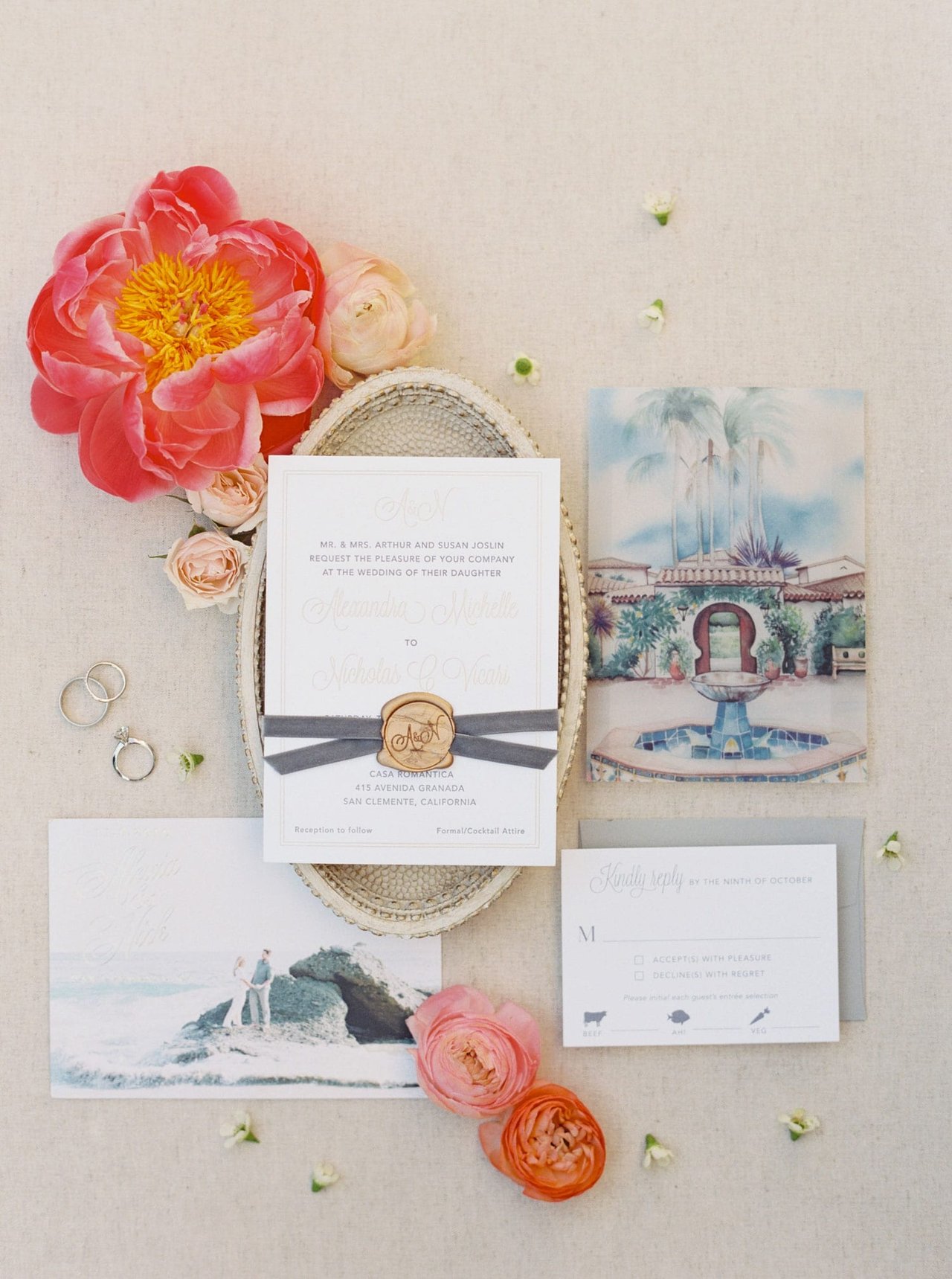 Illustration of Venue with Invitation Suite