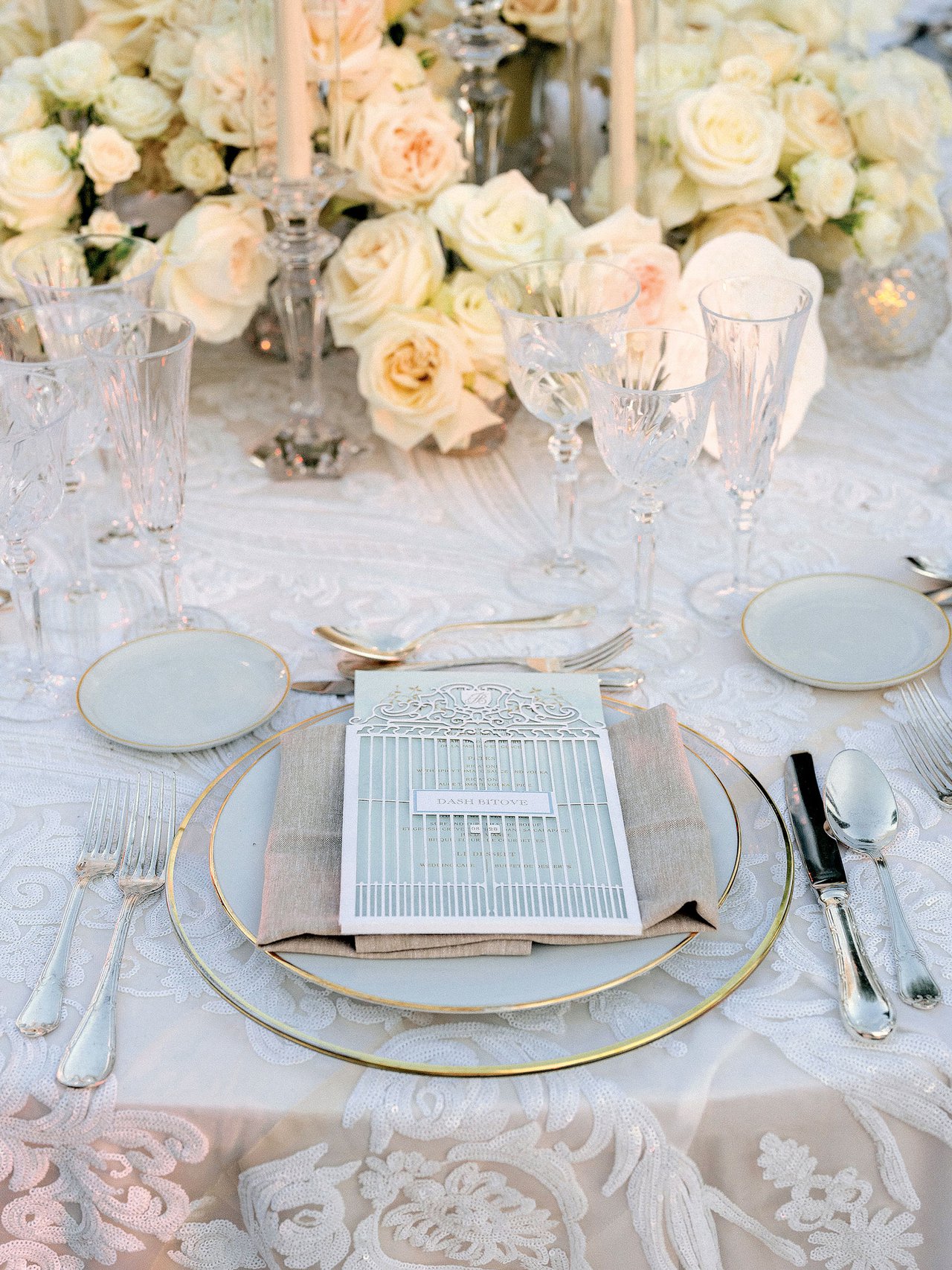 Gatefold Wedding Menu at Luxury Reception