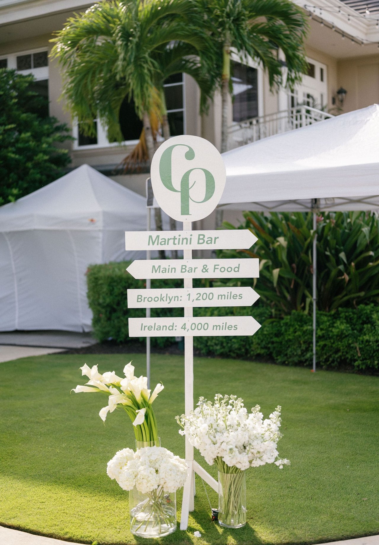 Personalized Directional Sign at Wedding Reception