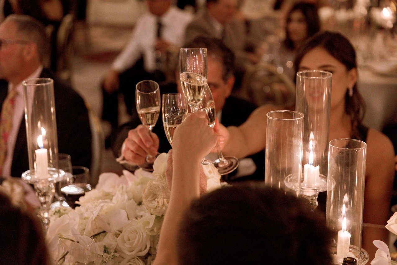 Wedding Guests Cheers Champagne