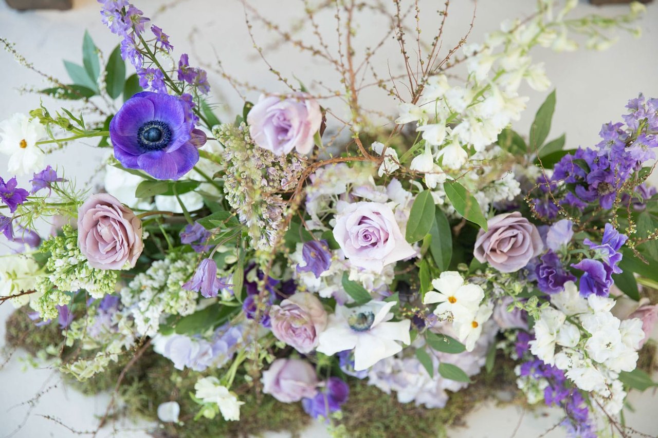 Lavender Roses & White Floral Centerpiece