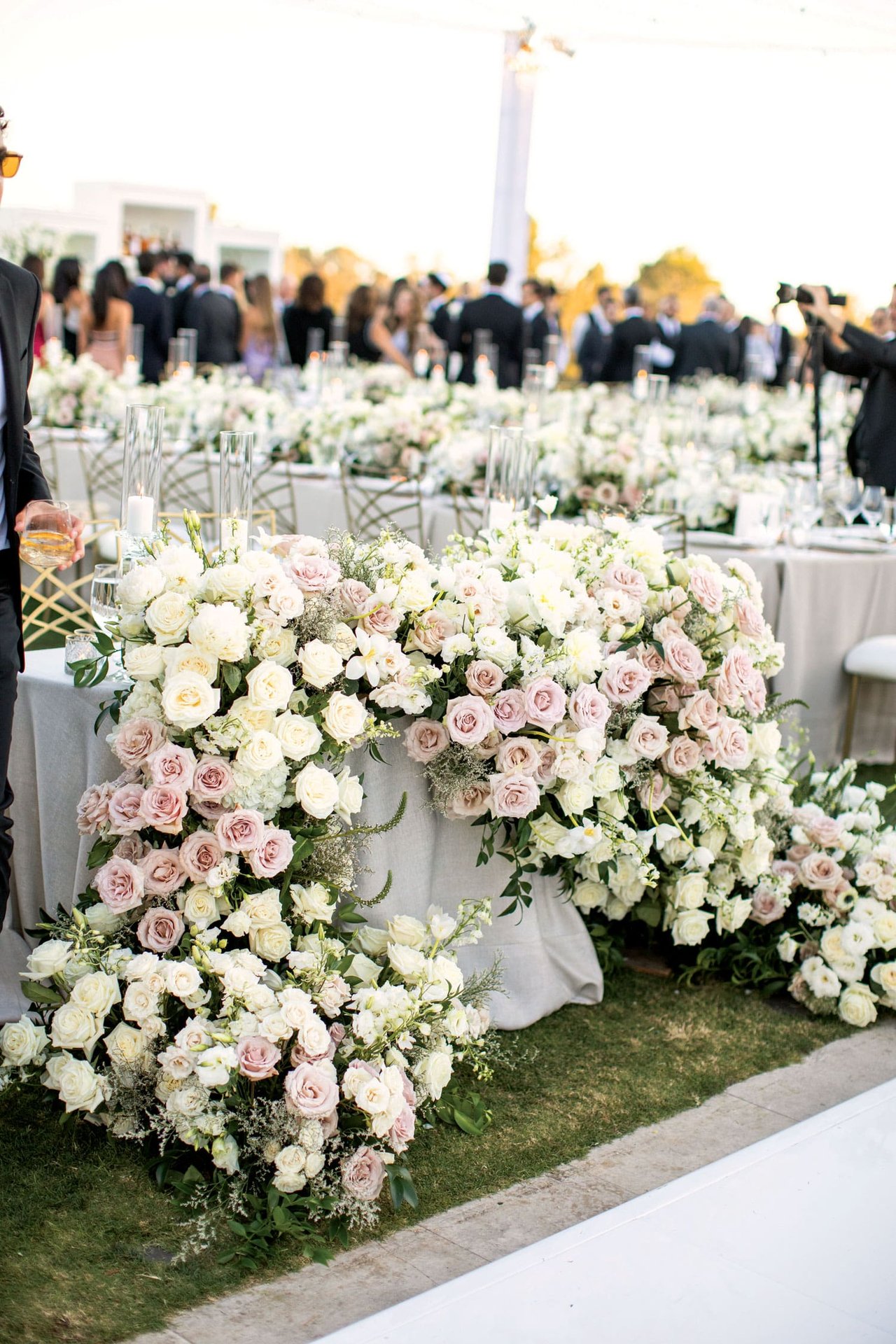 Cascading Roses at Wedding Sweetheart Table