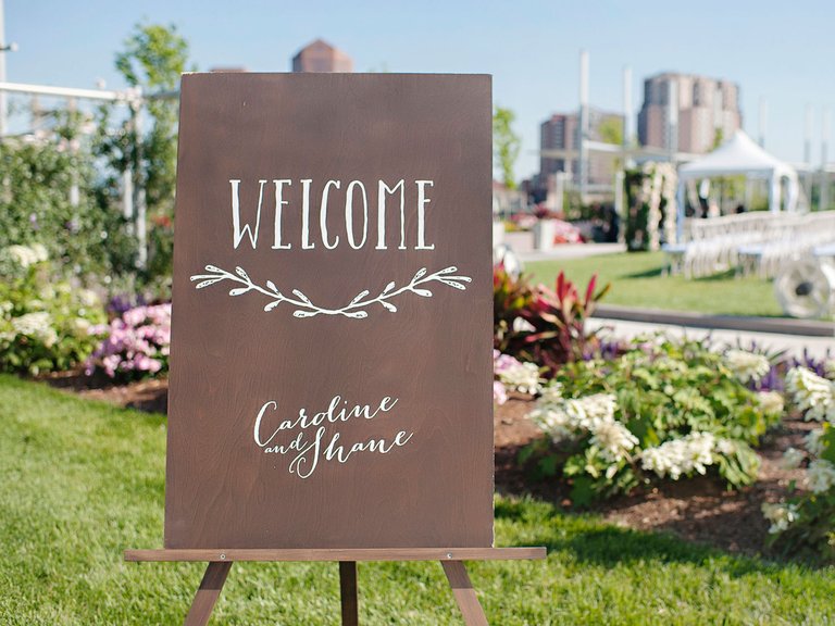 Wood Welcome Sign on Easel