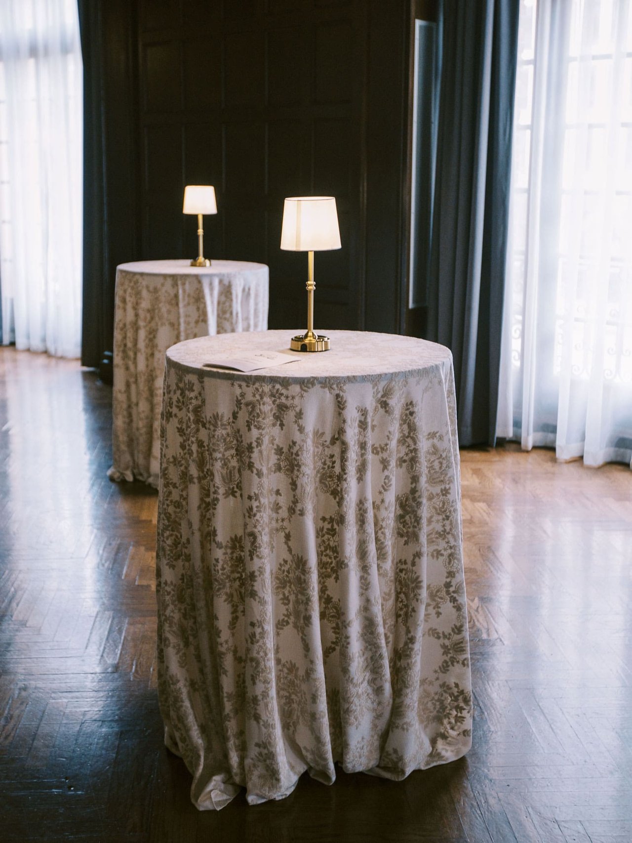Patterned Cocktail Tables with Mini Lamps