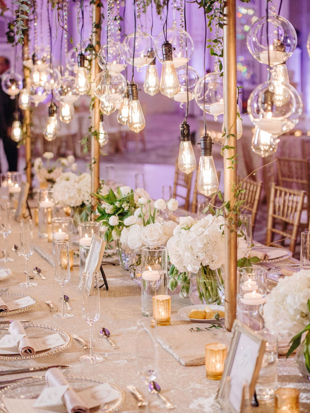 Centerpiece with Edison Light Bulbs