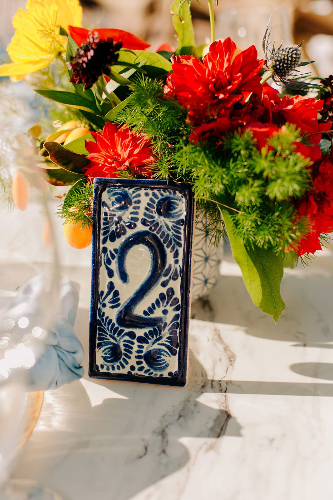 Blue & White Spanish Table Number