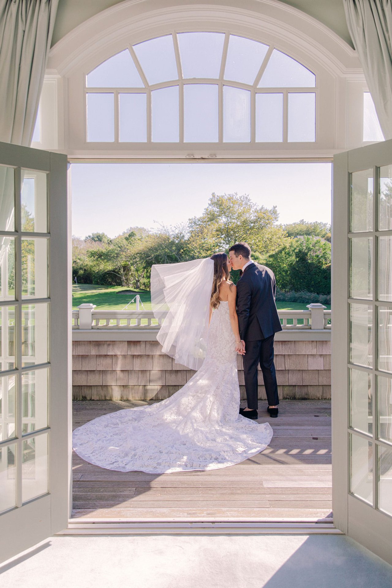 Bride's Veil in Wind for Wedding Portrait