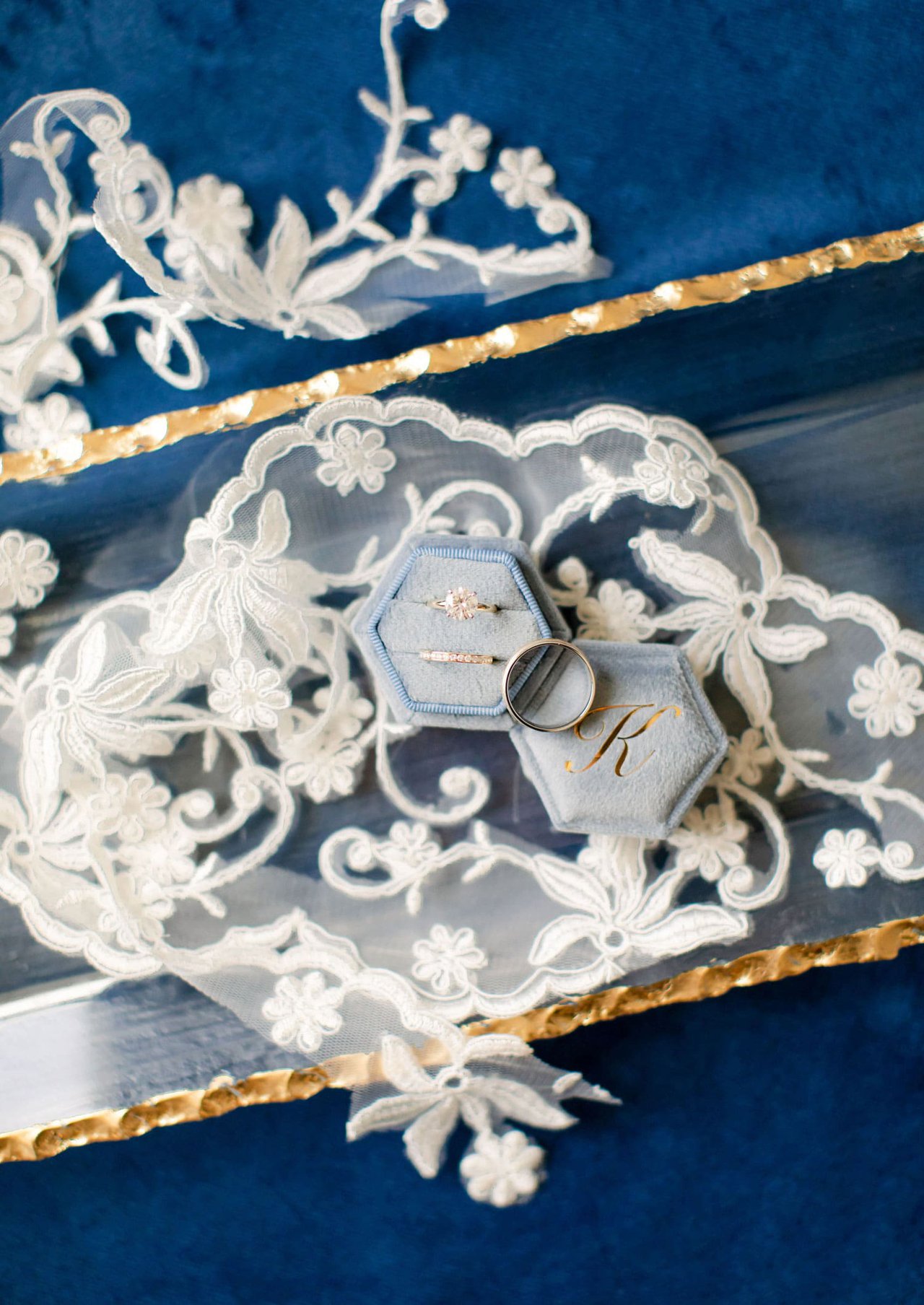 Wedding Rings in Light Blue Ring Box