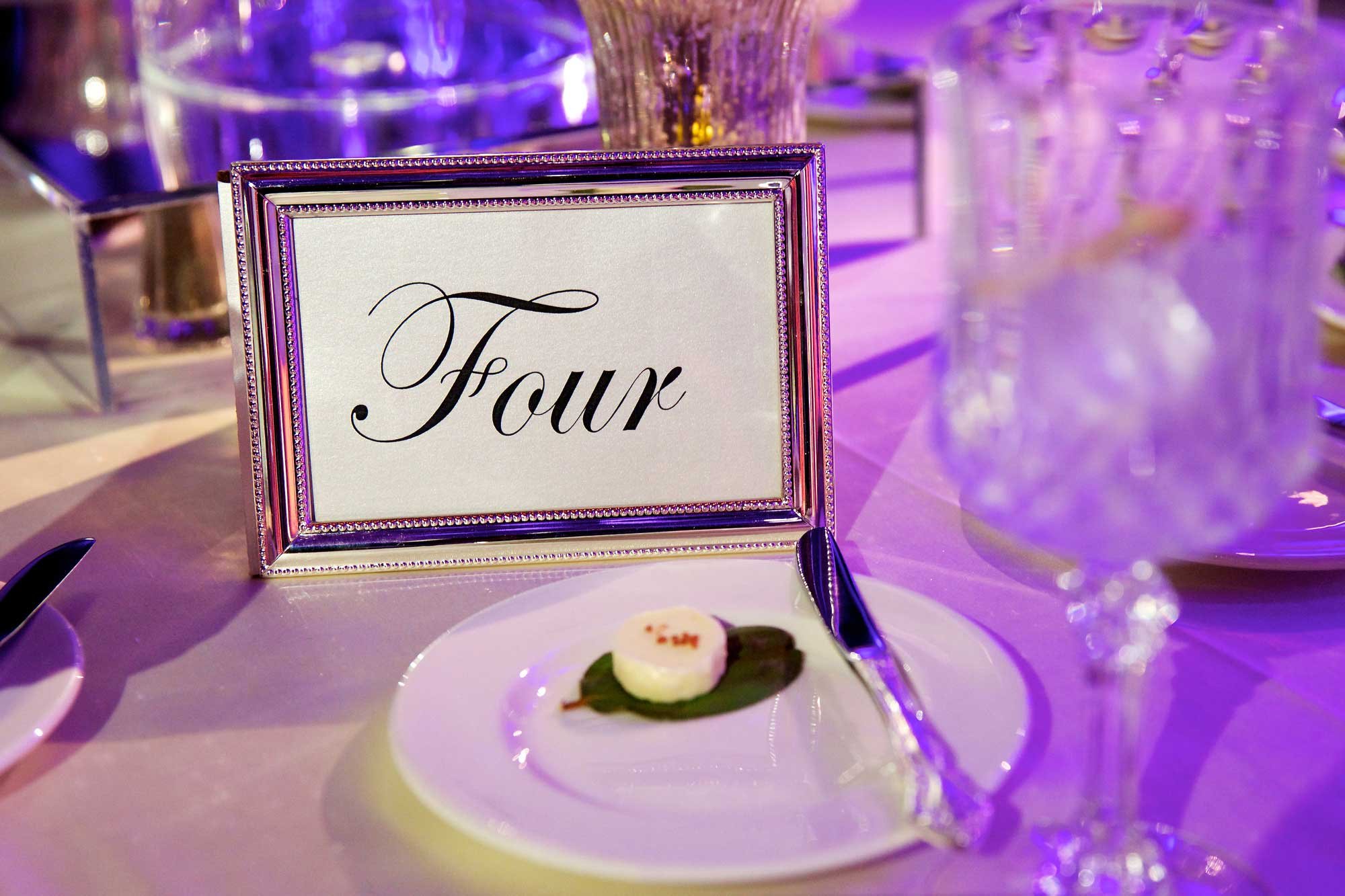 Script Font Table Number in Silver Frame