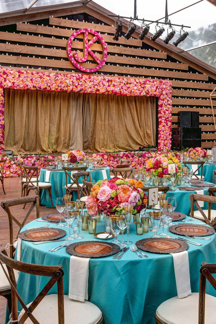 Wooden Stage with Floral Border