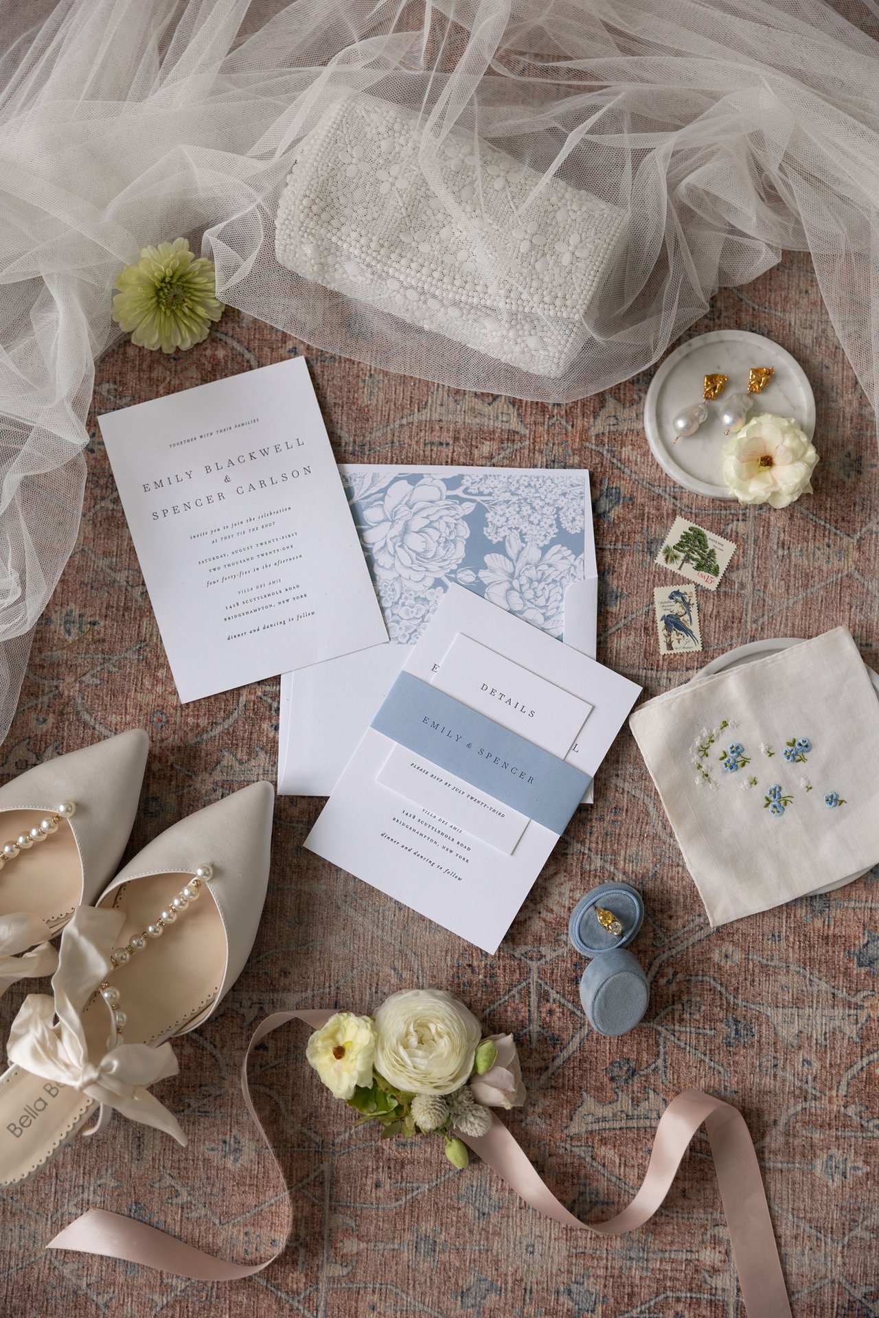 Blue & White Invitation + Wedding Accessories