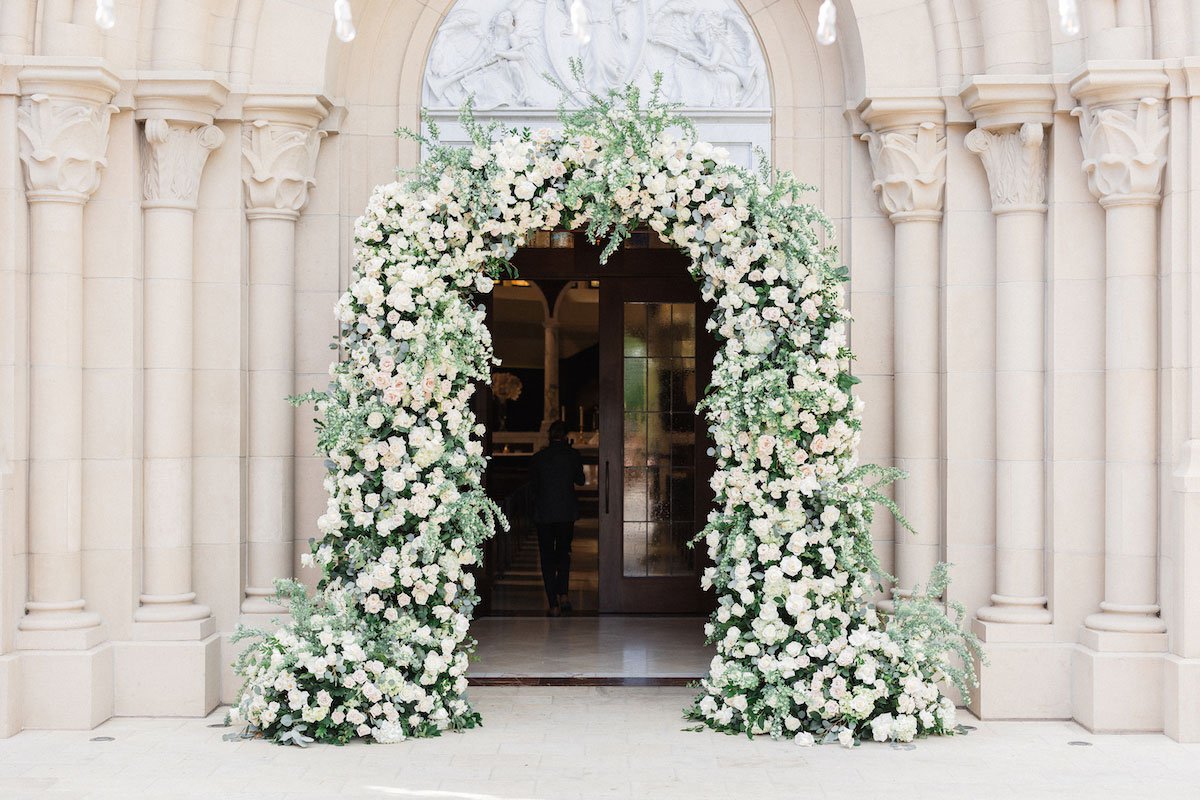 Floral Arch at Entrance to Catholic Church
