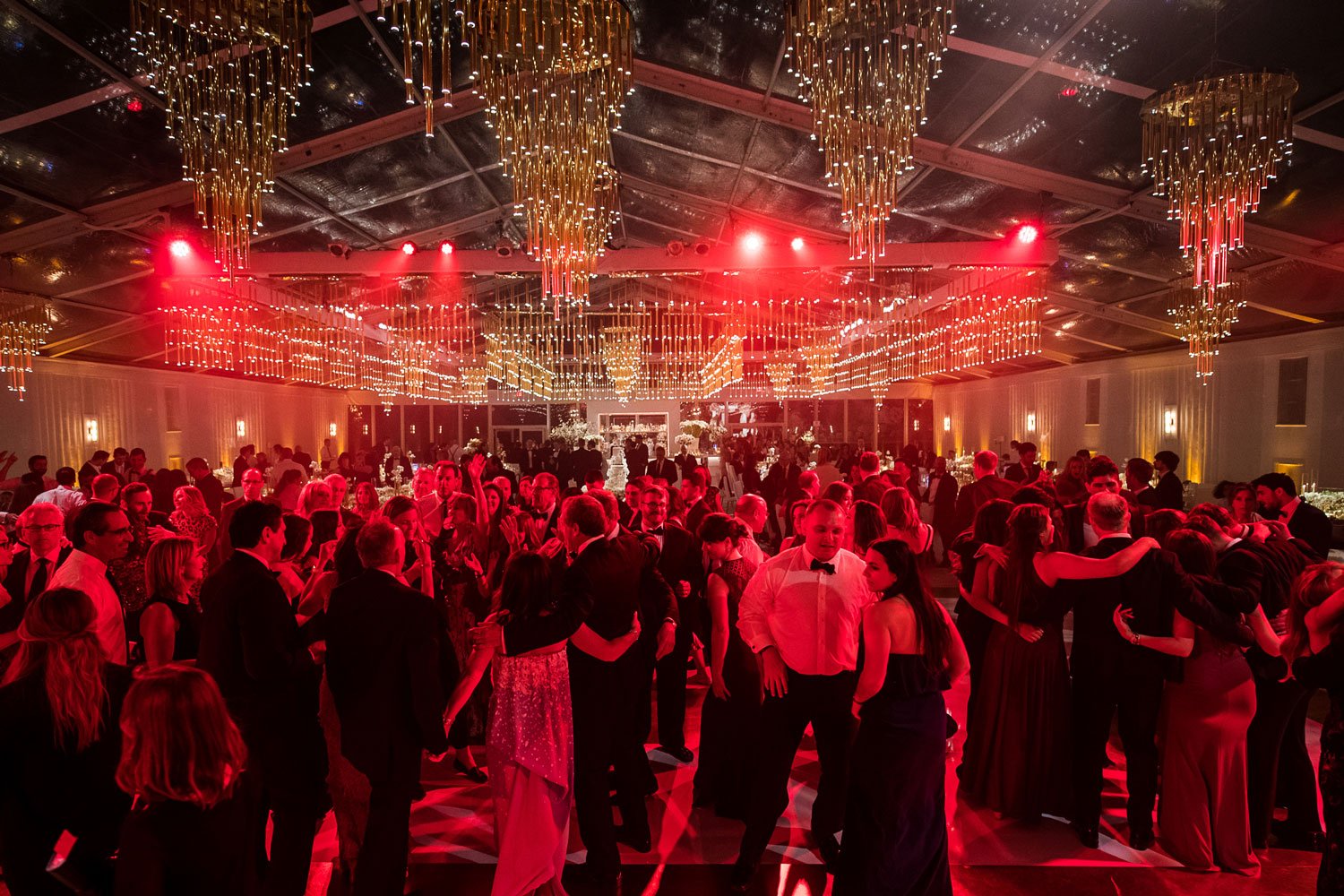 Bright Red Lighting on Dance Floor