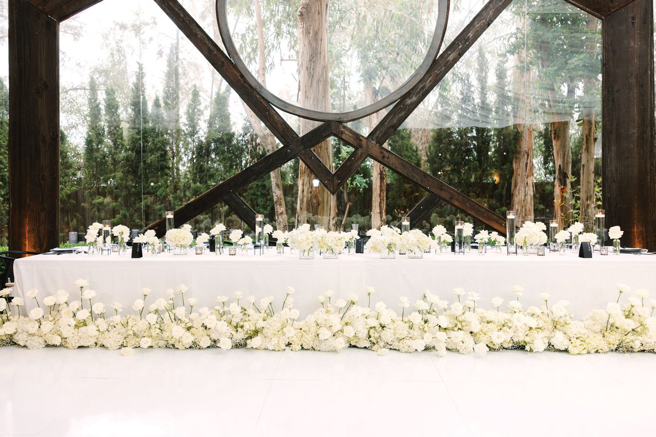 Black-and-White Head Table by Dance Floor