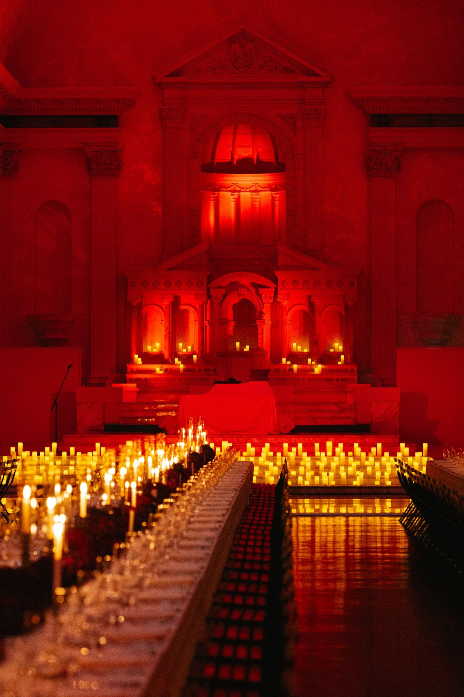 Red Wedding Lighting at Reception Venue